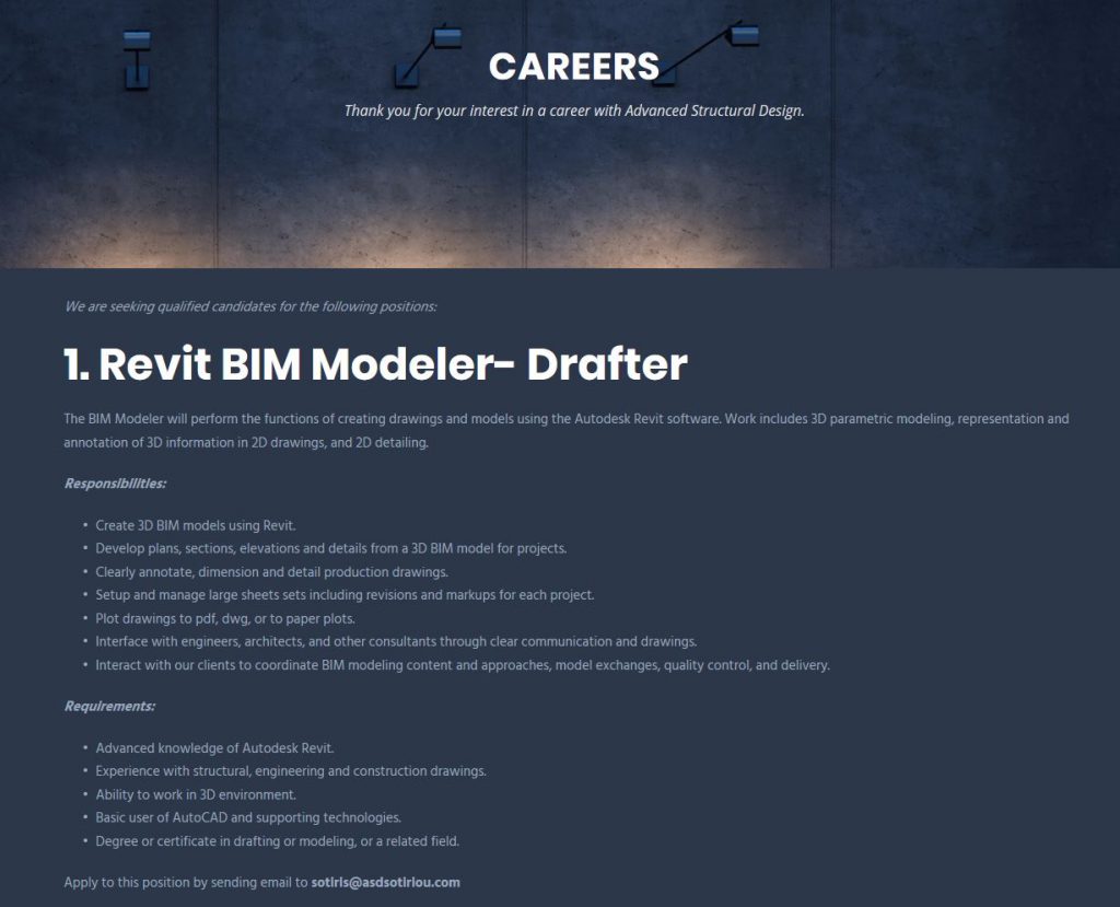 Career-Revit Modeler - ASD Sotiriou